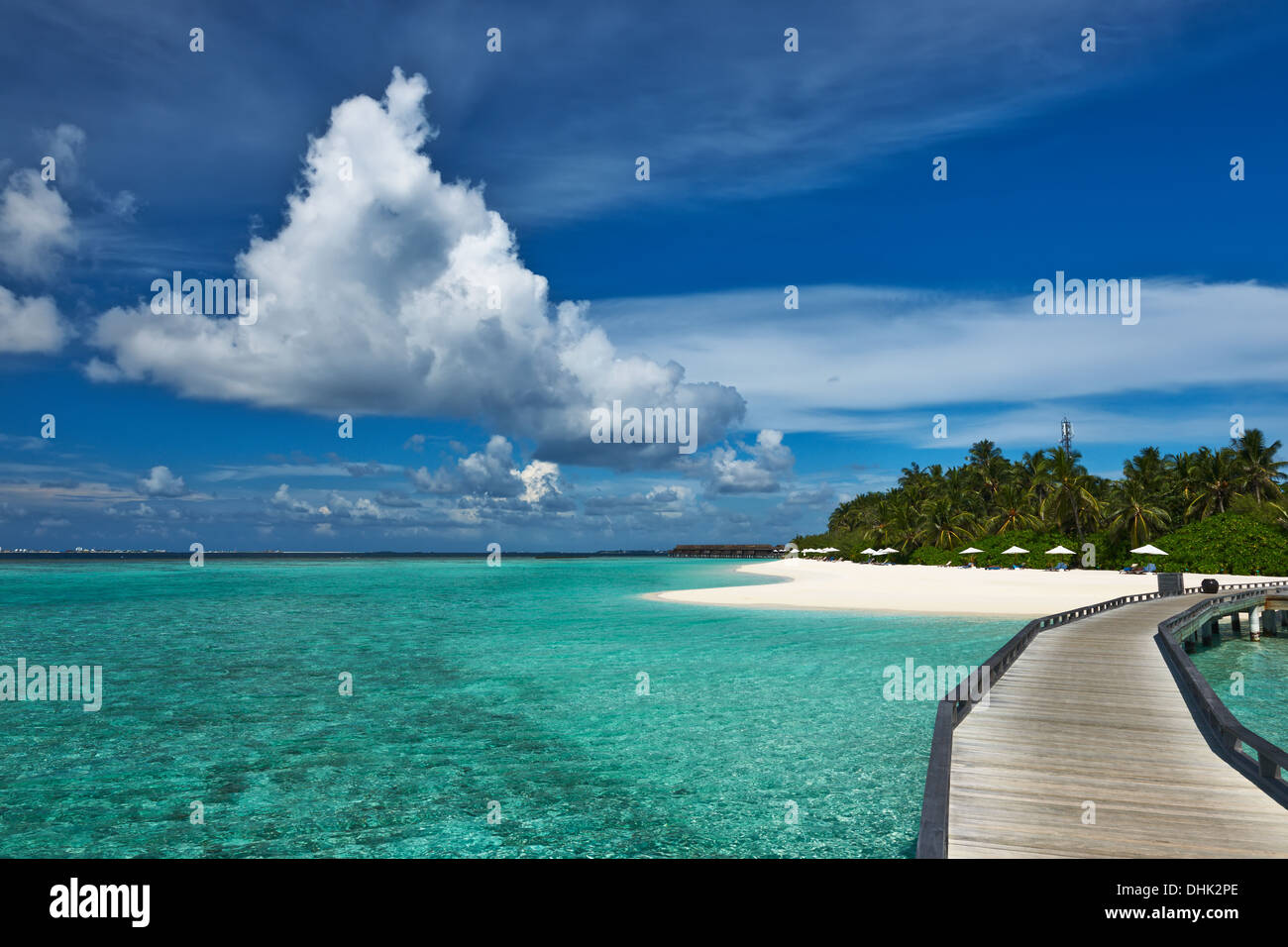 Beautiful beach with jetty Stock Photo - Alamy