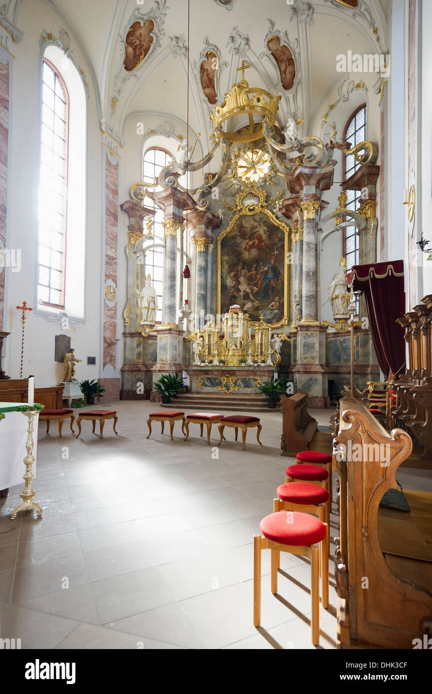 Interior view of St Bartholomew church, Ettenheim, baroque city ...