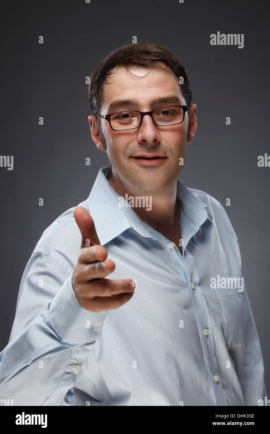 Male hand pointing viewer Cut Out Stock Images & Pictures - Alamy