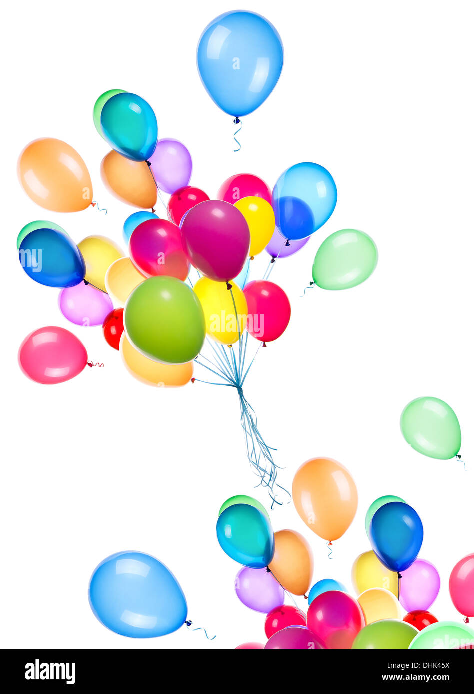 flying balloons isolated on a white background Stock Photo - Alamy