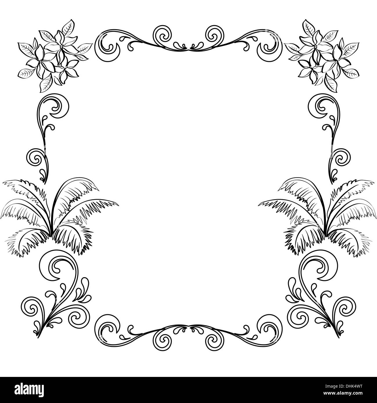 Abstract floral background, outline Stock Photo - Alamy