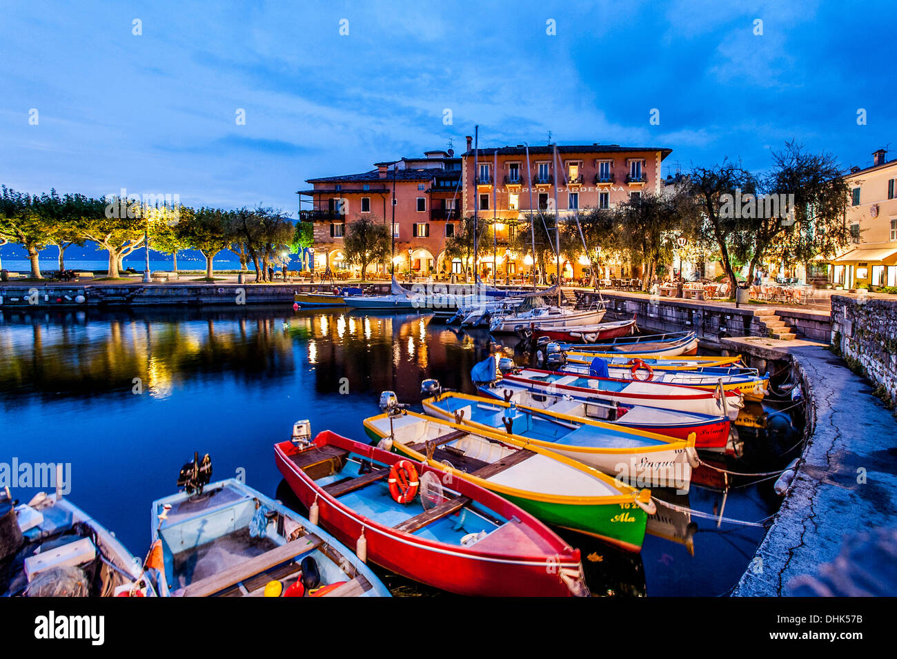 Promenade and harbour of Torri del Benaco, Lago di Garda, Province of ...