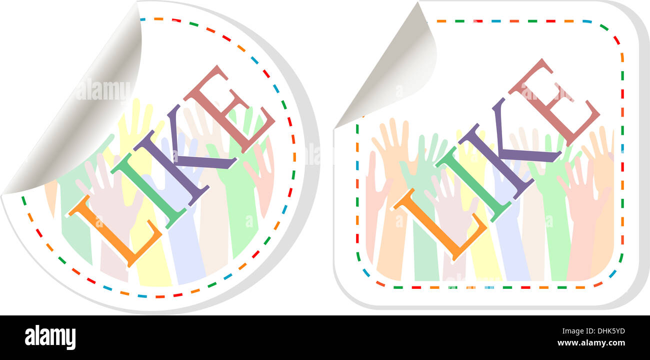 Like symbols sticker set with hands Stock Photo - Alamy