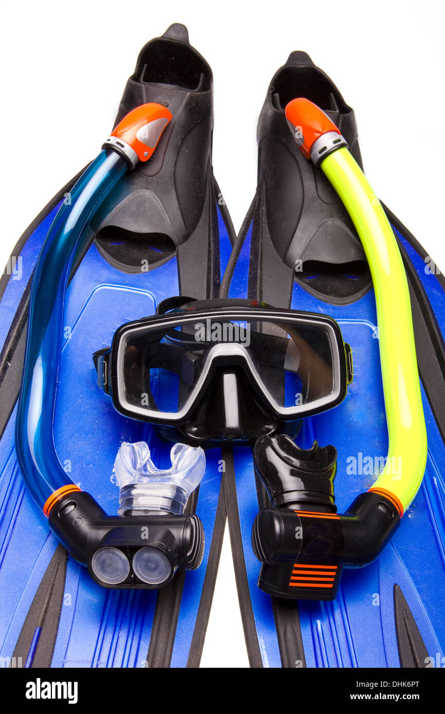 Flippers, mask, tubes for Snorkeling Stock Photo - Alamy