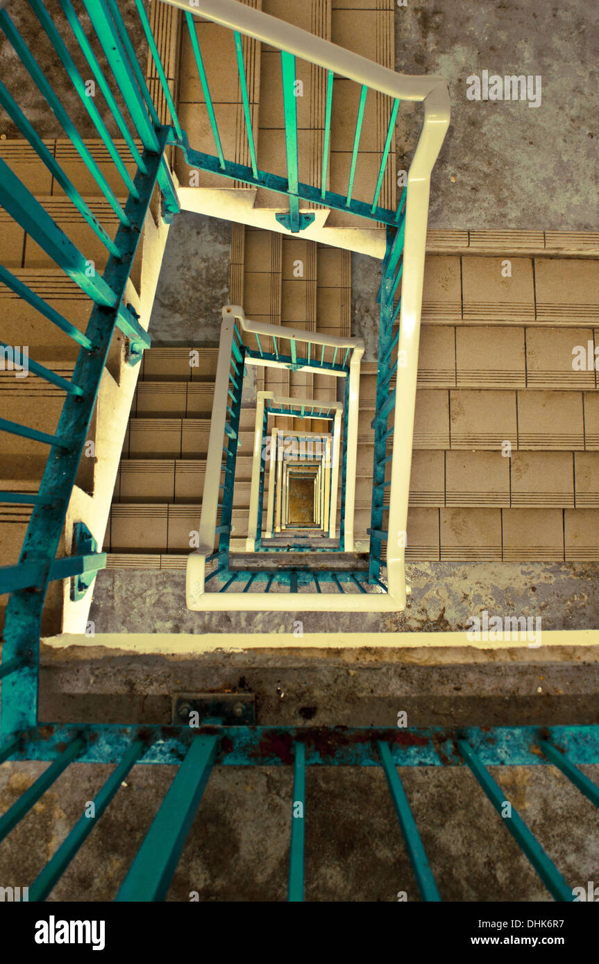 Square spiral staircase Stock Photo - Alamy