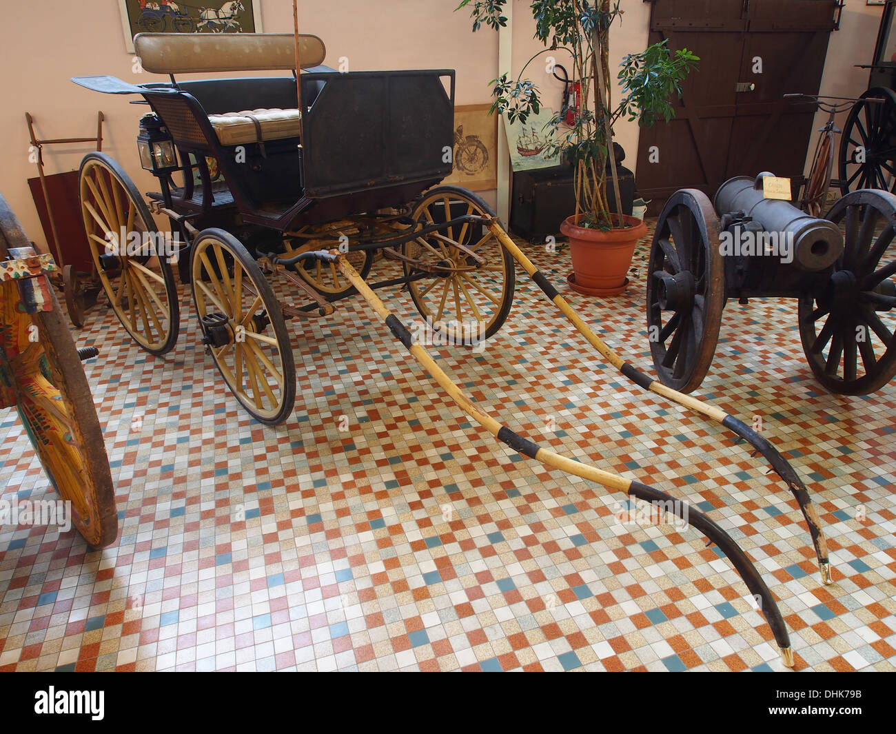 A chariot on display at the Museum of Automobiles in Vende, France ...