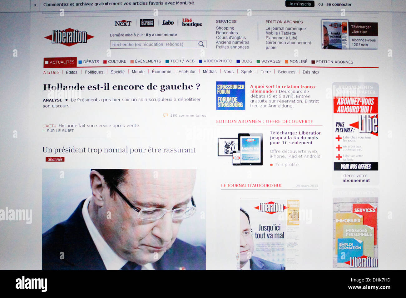 French website of the newspaper Liberation,France Stock Photo - Alamy