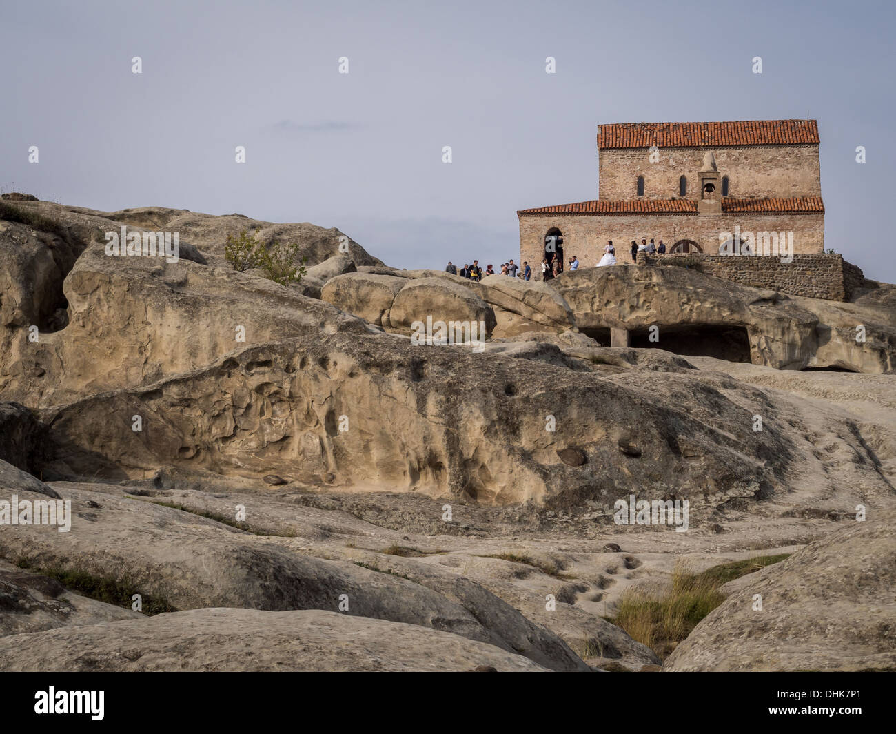 The 9th/10th century three-nave basilica in Uplistsikhe cave complex in ...
