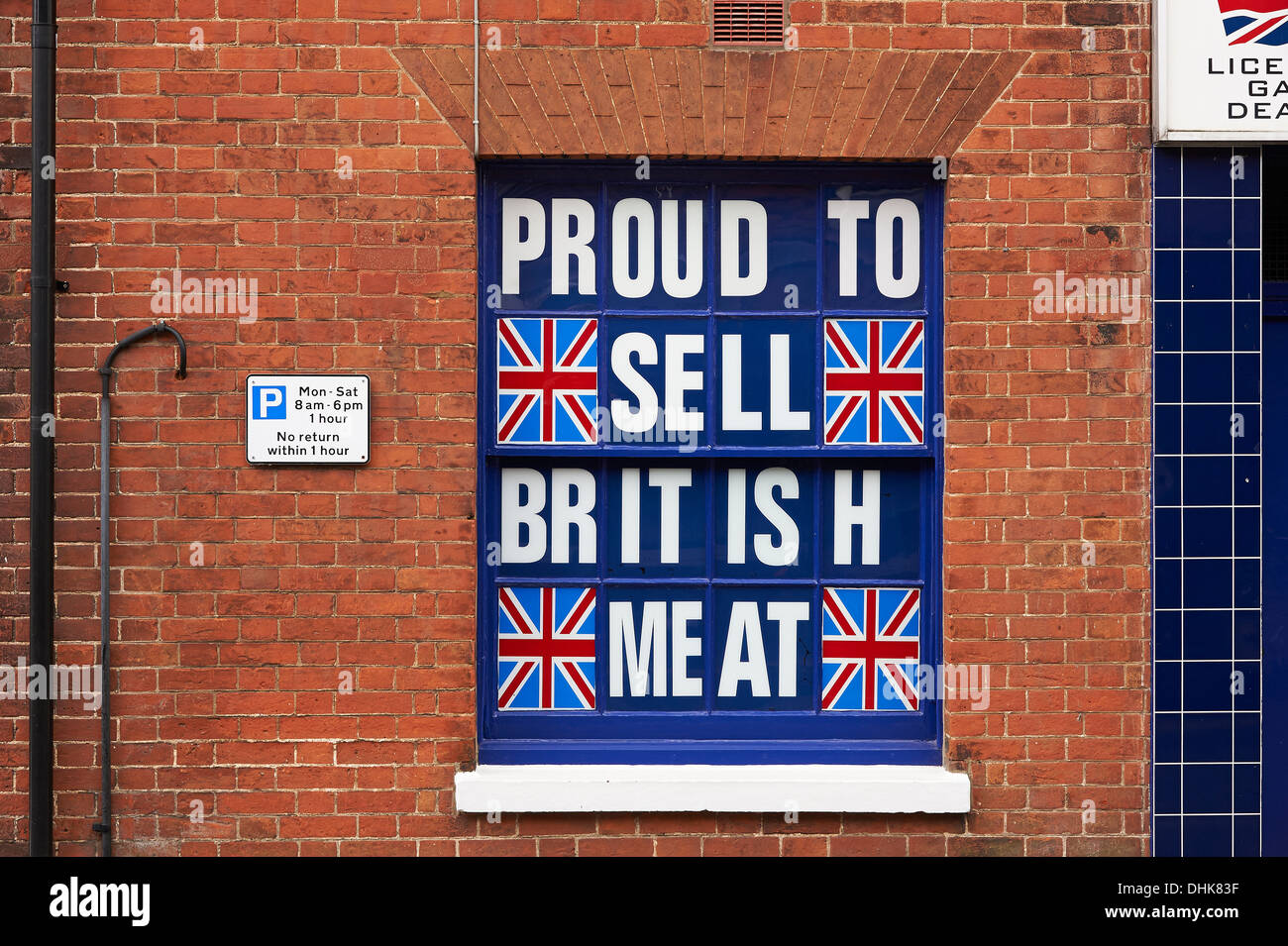 Proud to sell British meat sign Stock Photo - Alamy