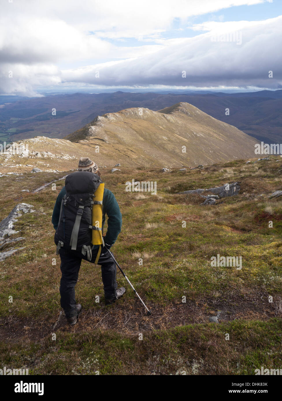 Lone male hiker on Meallan nan Uan Strathconon ,Scotland, UK Stock ...