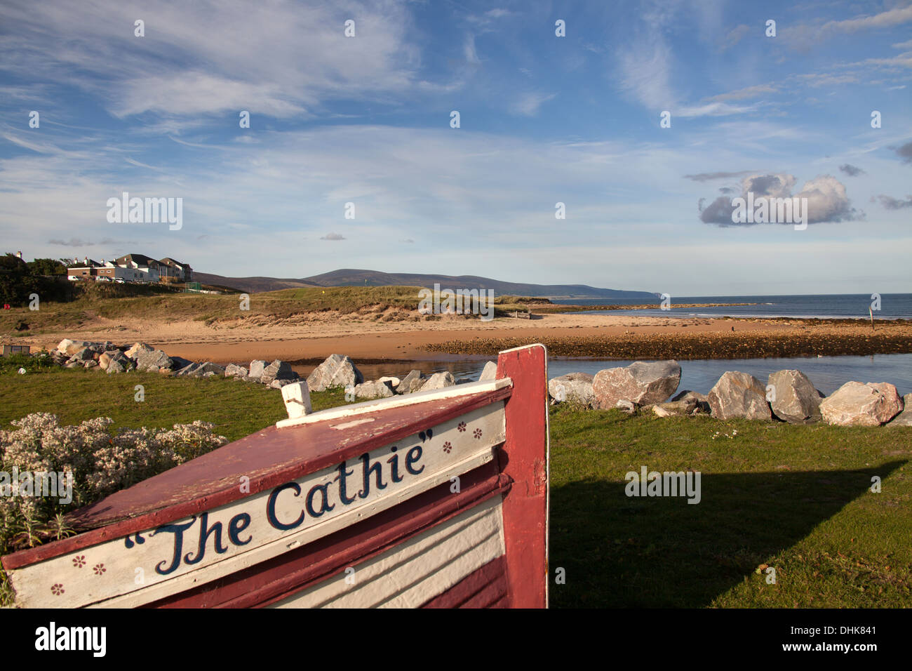 Village of Brora, Scotland. Picturesque view of an old boat on the ...