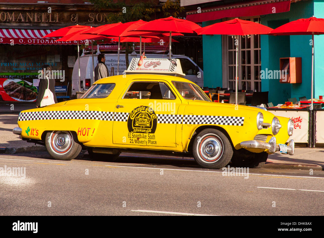 Vintage yellow taxi cab (1950's Studebaker) outside the Caliente Stock ...