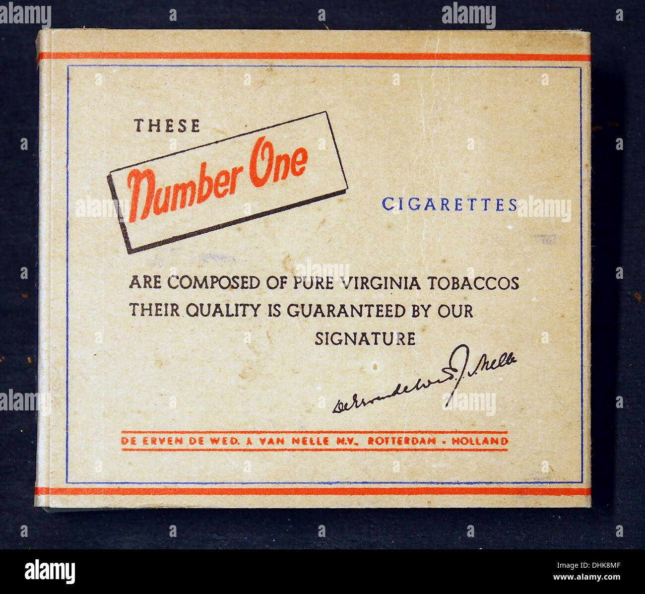 The 'Number One 20 Virginia' cigarette pack is produced by J. Van Nelle ...