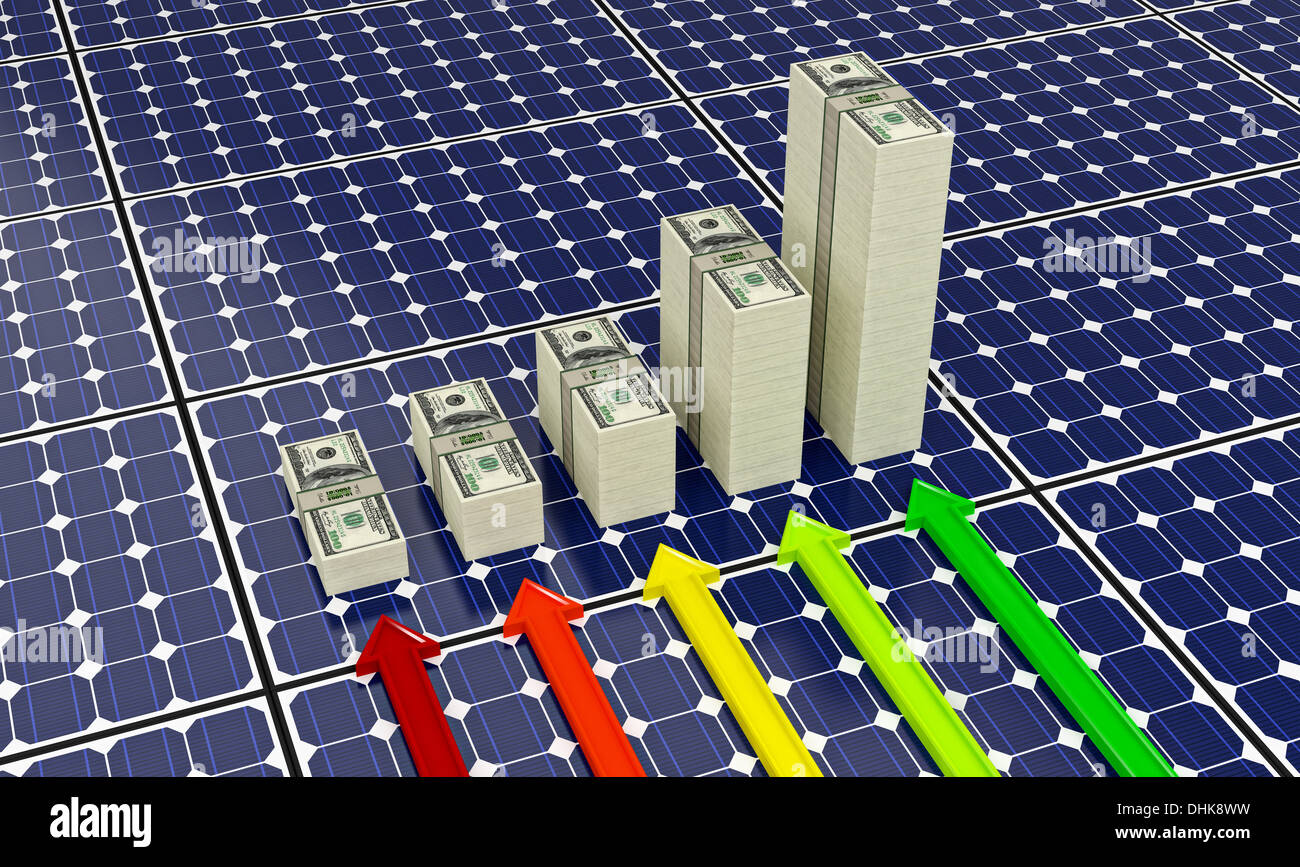 Solar Panels - Bar Graphs made from 100 dollar bills Stock Photo - Alamy