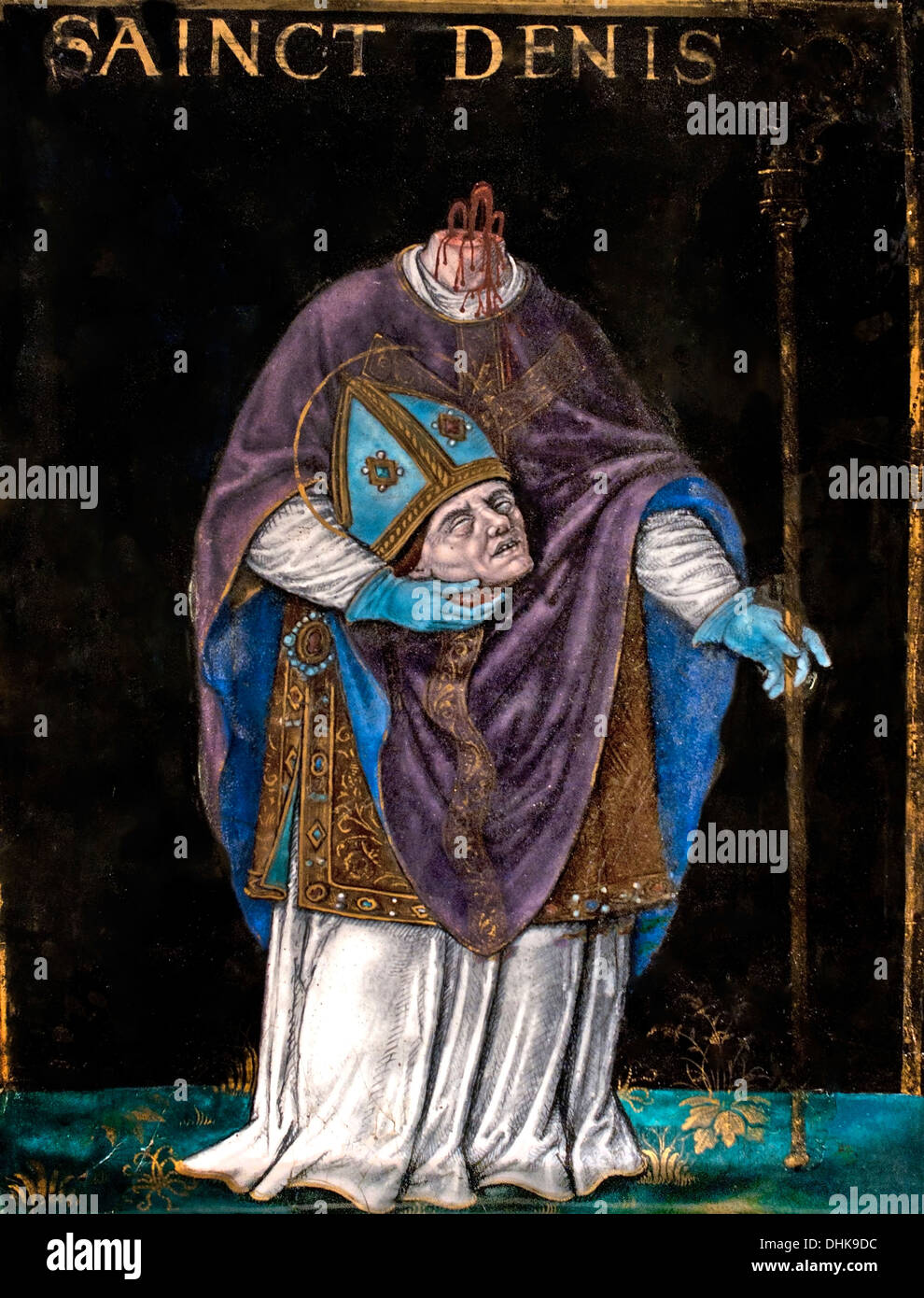 Saint Denis Limoges 16-17 Century Email polychrome painted on copper ...