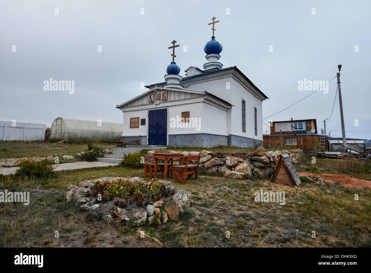 Small Russian Orthodox Church, Khuzir, Olkhon, Russia. White Orthodox ...
