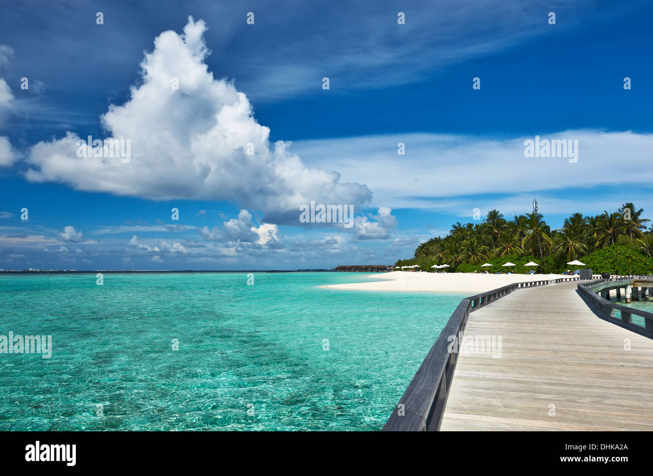 Beautiful beach with jetty Stock Photo - Alamy