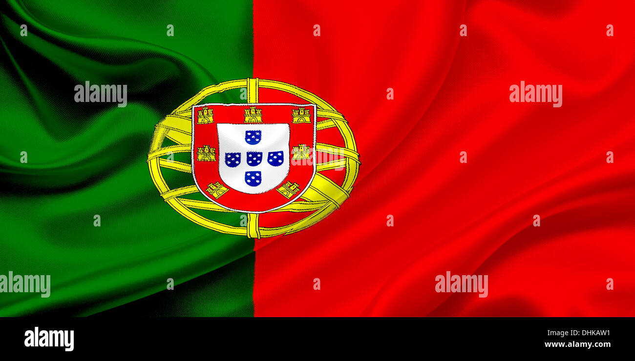 Flag of Portugal Waving In The Wind Stock Photo - Alamy