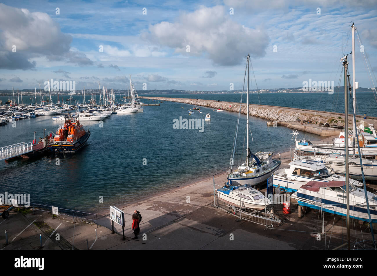 quayside Brixham,Torbay,operation overlord ramps at Brixham,sea wall ...