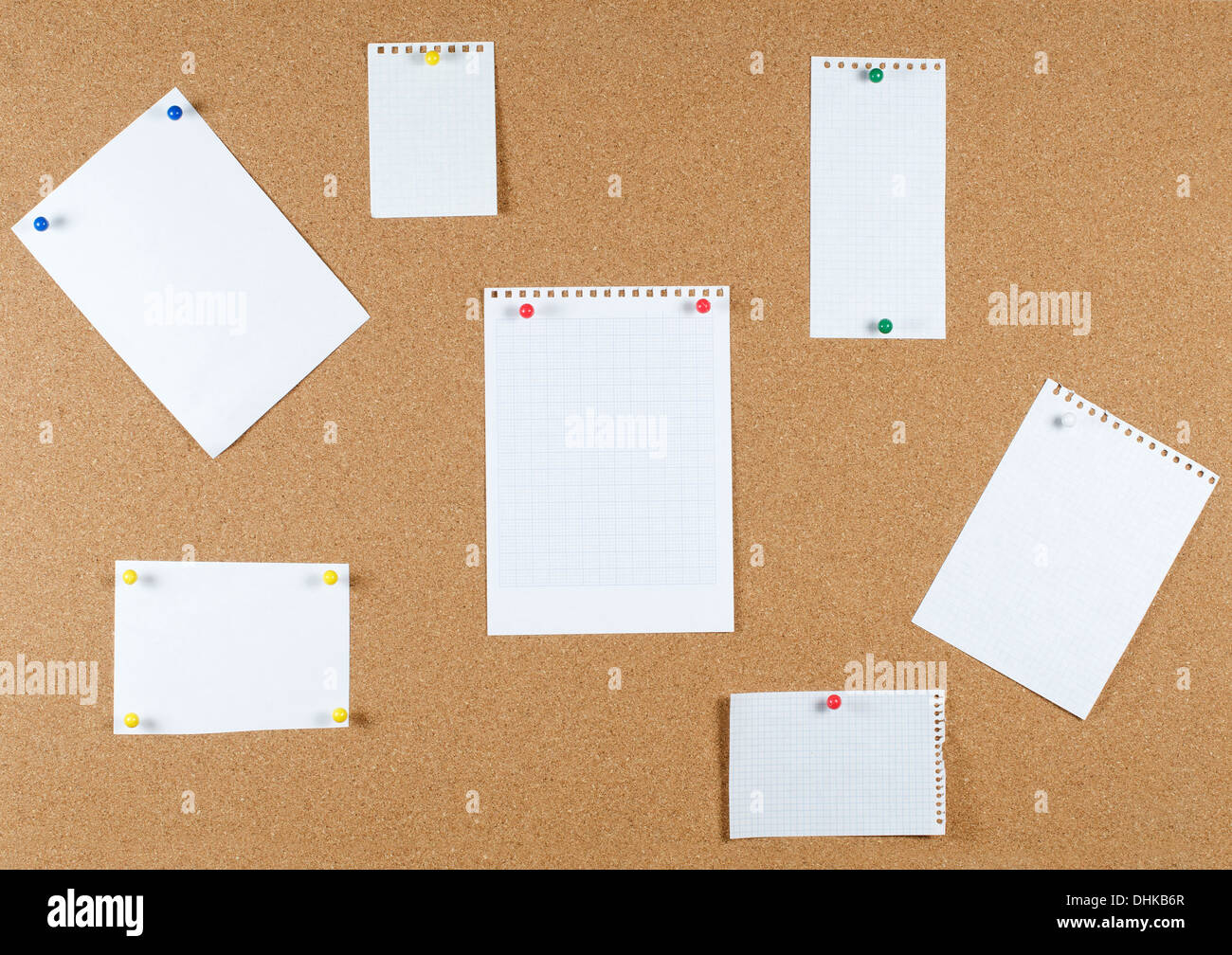 collection of note papers on corkboard Stock Photo - Alamy