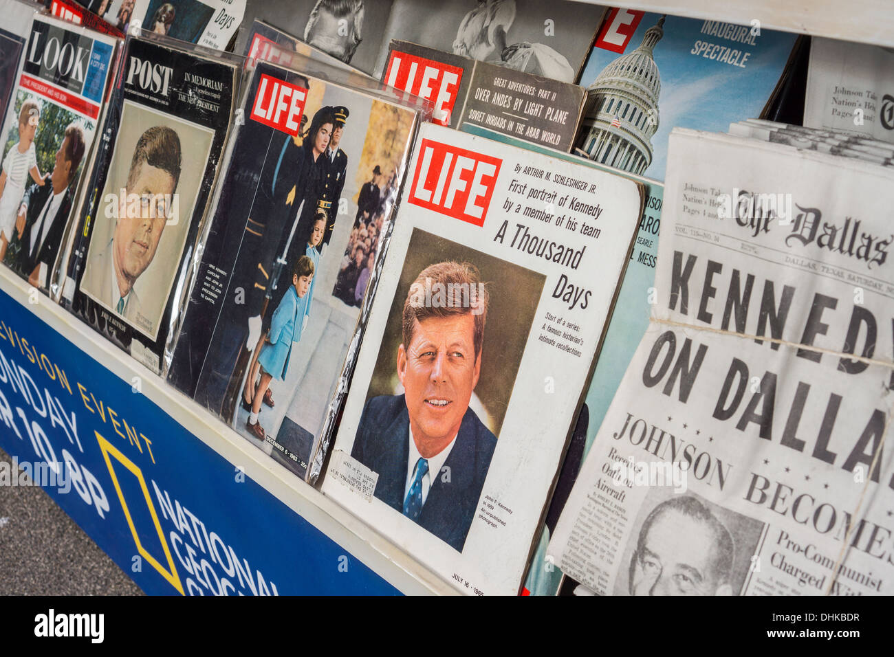 A 1960's era newsstand, complete with 1963 newspapers and magazines ...