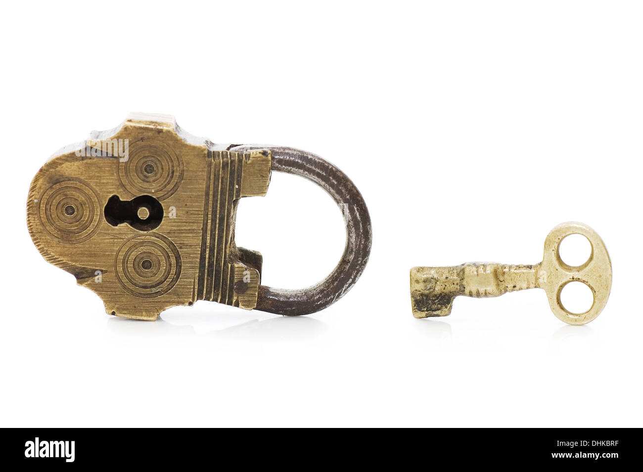 The old lock isolated on white Stock Photo - Alamy
