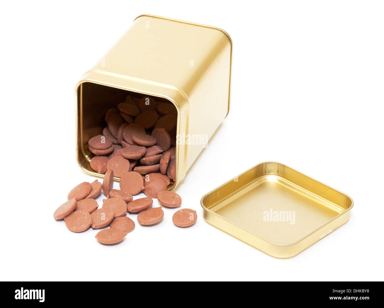 Chocolate Candies in tin can Stock Photo - Alamy
