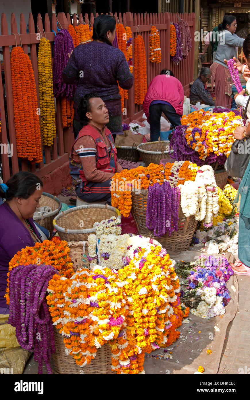 Flower seller in streets of Kathmandu Stock Photo - Alamy