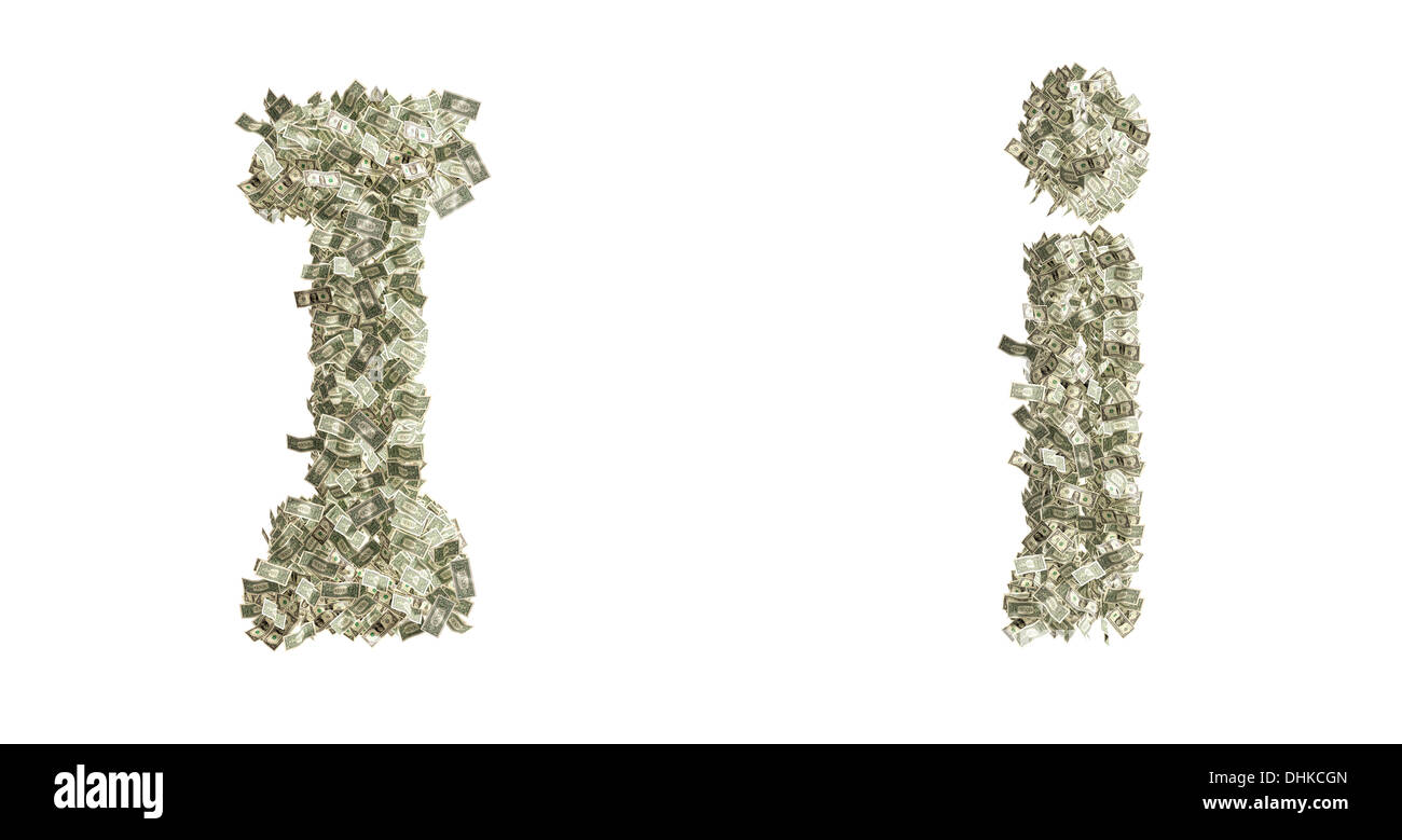 Letter I made from Dollar bills Stock Photo - Alamy