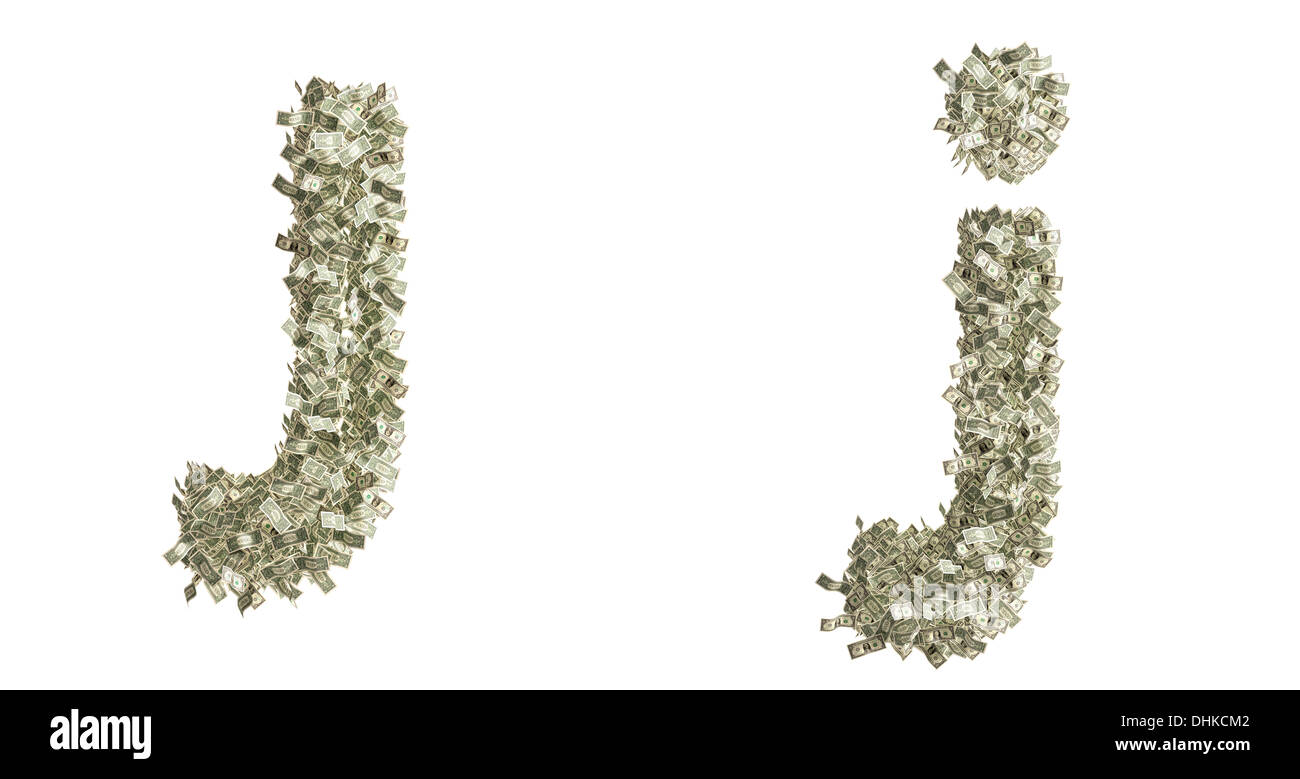 Letter J made from Dollar bills Stock Photo - Alamy