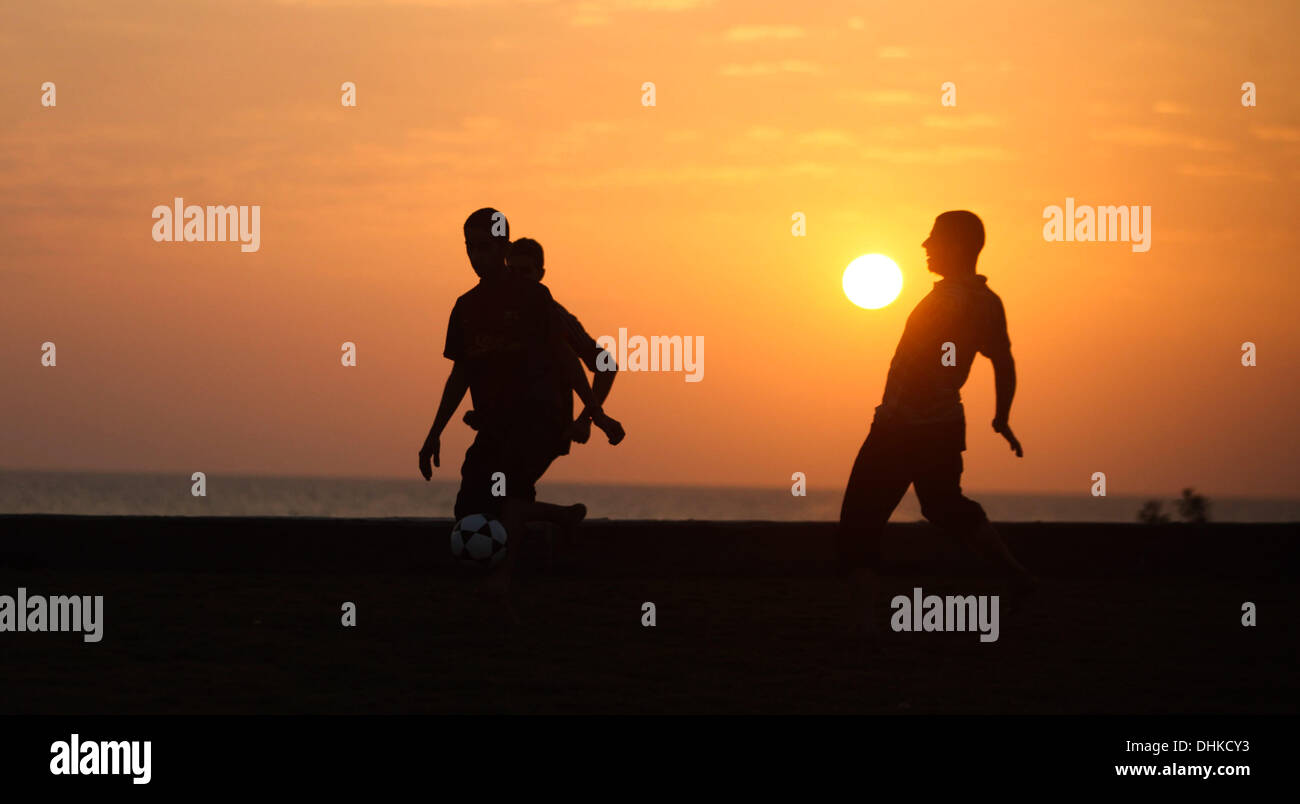 Gaza, Palestinian Territories, . 12th Nov, 2013. Palestinian boys play ...