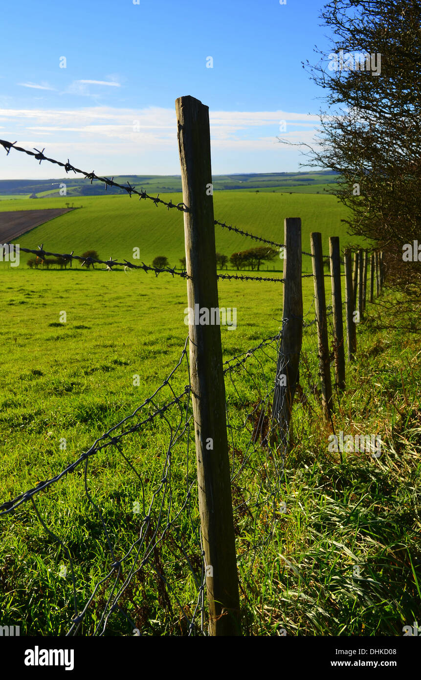 Fence boundary wooden uk field hi-res stock photography and images - Alamy