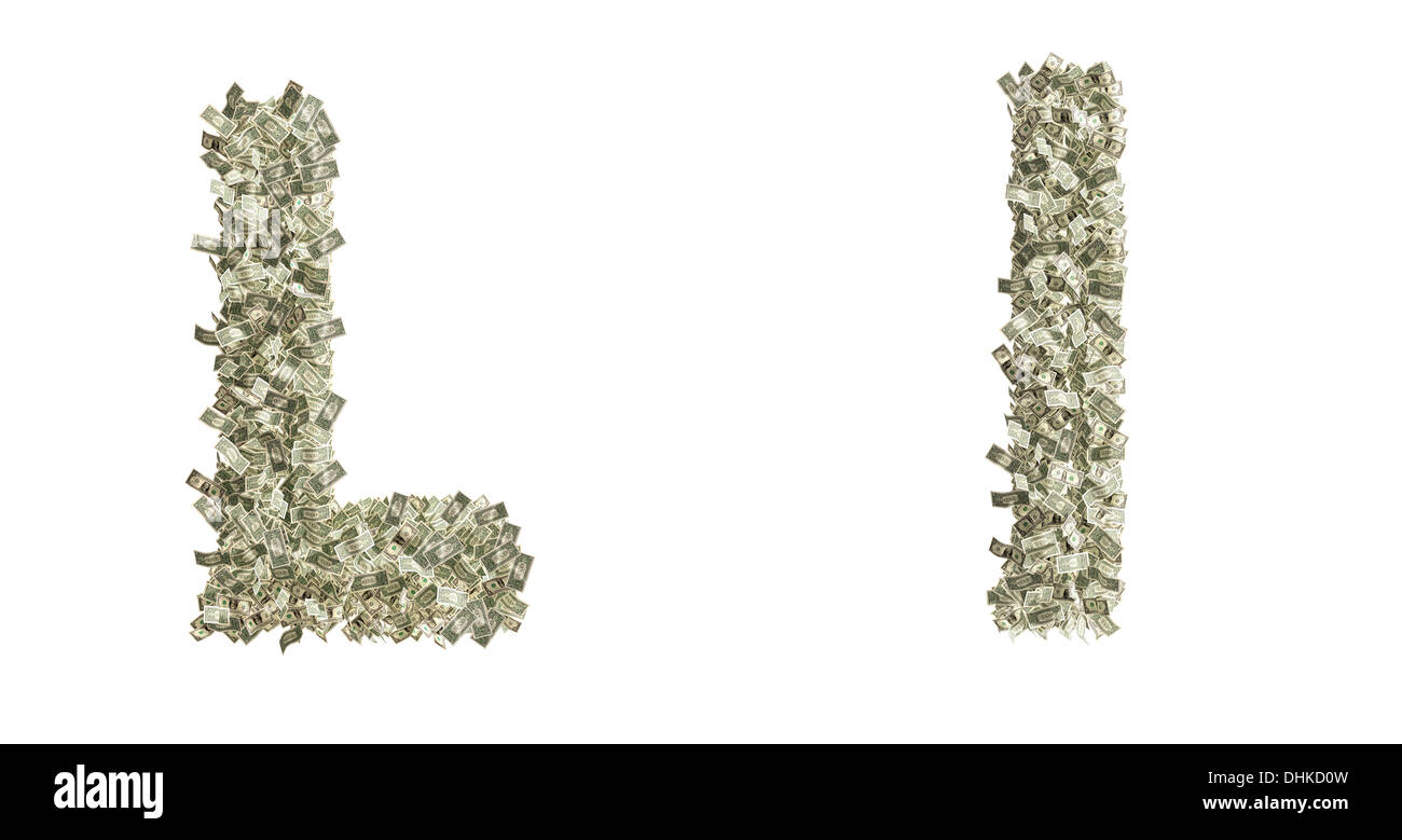 Letter L made from Dollar bills Stock Photo - Alamy
