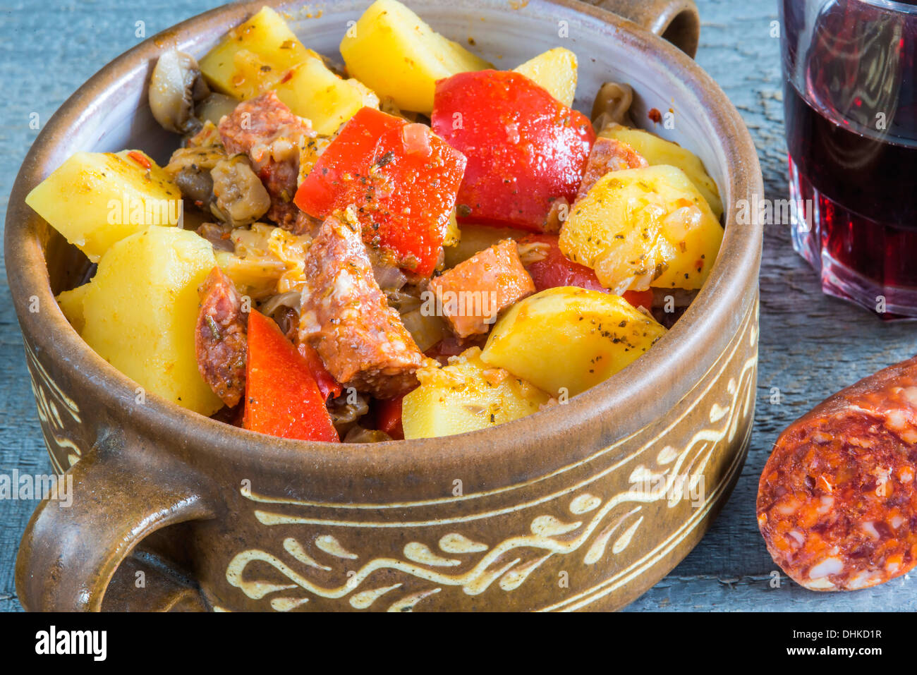 Spanish stew with chorizo sausage Stock Photo - Alamy