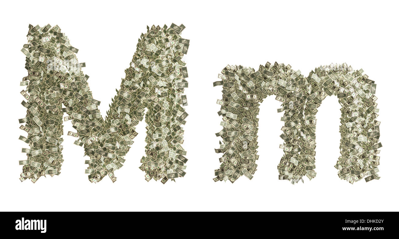 Letter M made from Dollar bills Stock Photo - Alamy