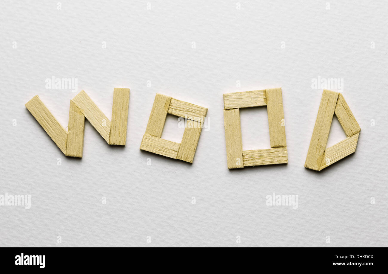 Word wood on paper background Stock Photo - Alamy