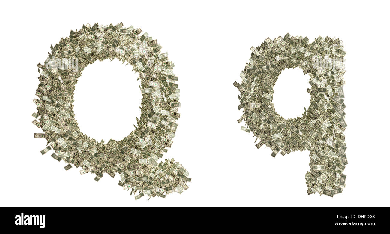 Letter Q made from Dollar bills Stock Photo - Alamy