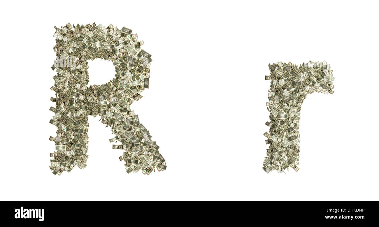 Letter R made from Dollar bills Stock Photo - Alamy
