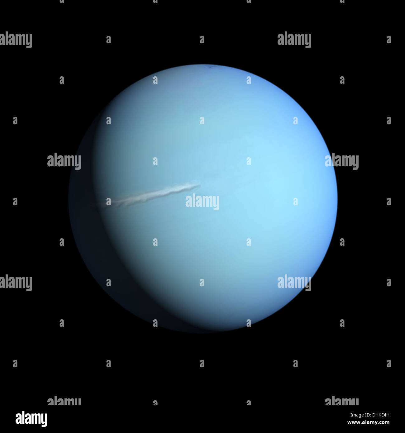 A rendering of the Gas Planet Uranus on a clean black background Stock ...