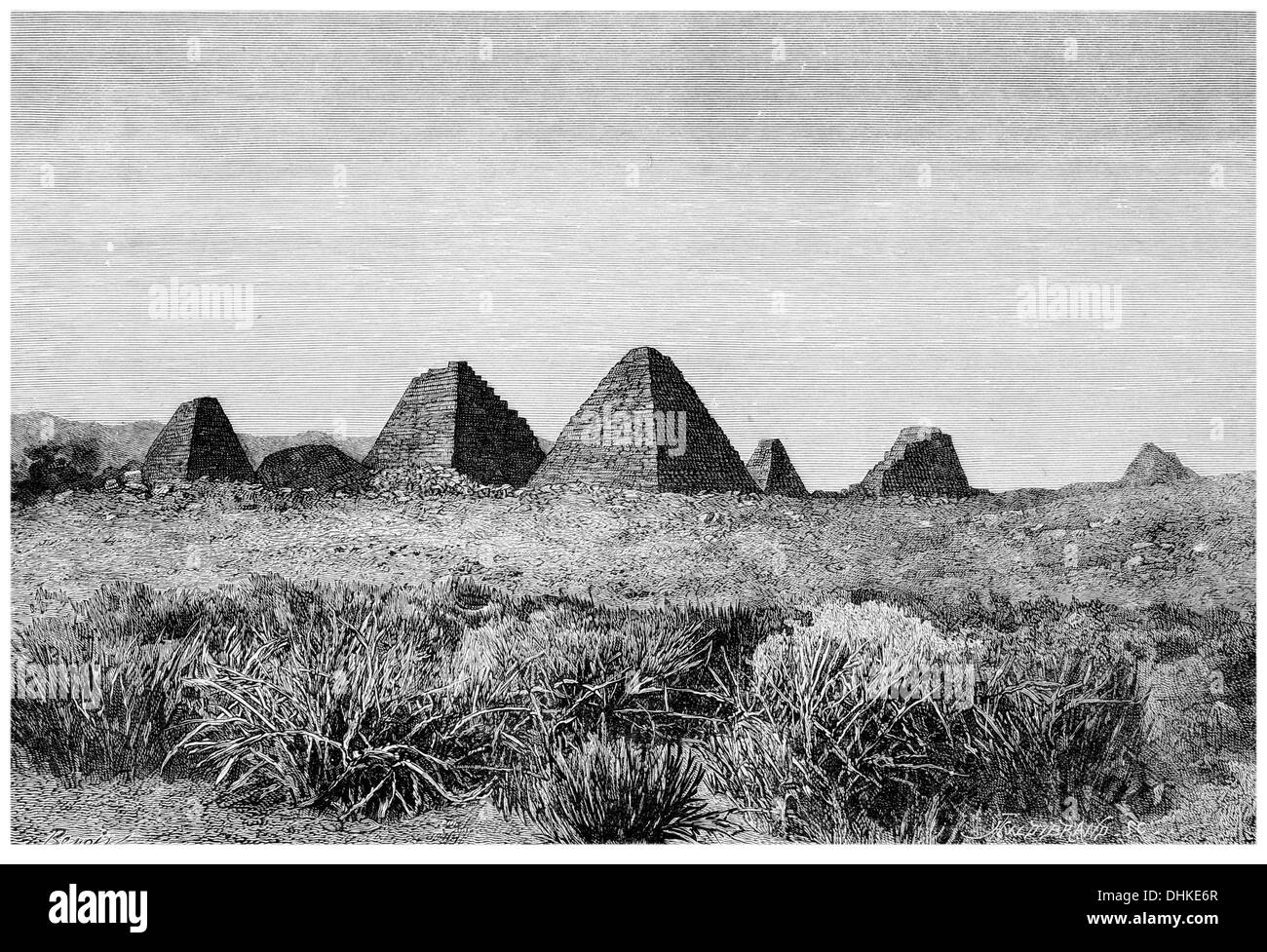 1888 Nubian pyramids of meroe southern group Stock Photo - Alamy