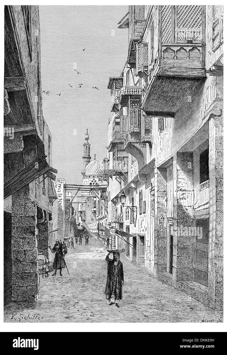 1888 A street in old town Cairo Egypt Stock Photo - Alamy