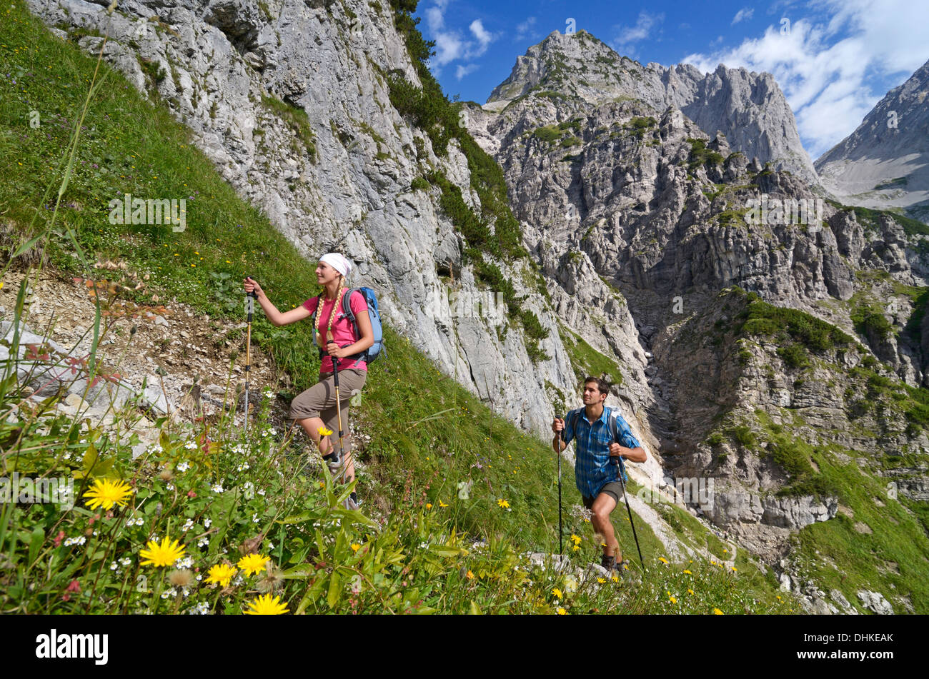 Ascent via Klamml to Gruttenhuette, Ellmauer Halt, Wilder Kaiser, Tyrol ...