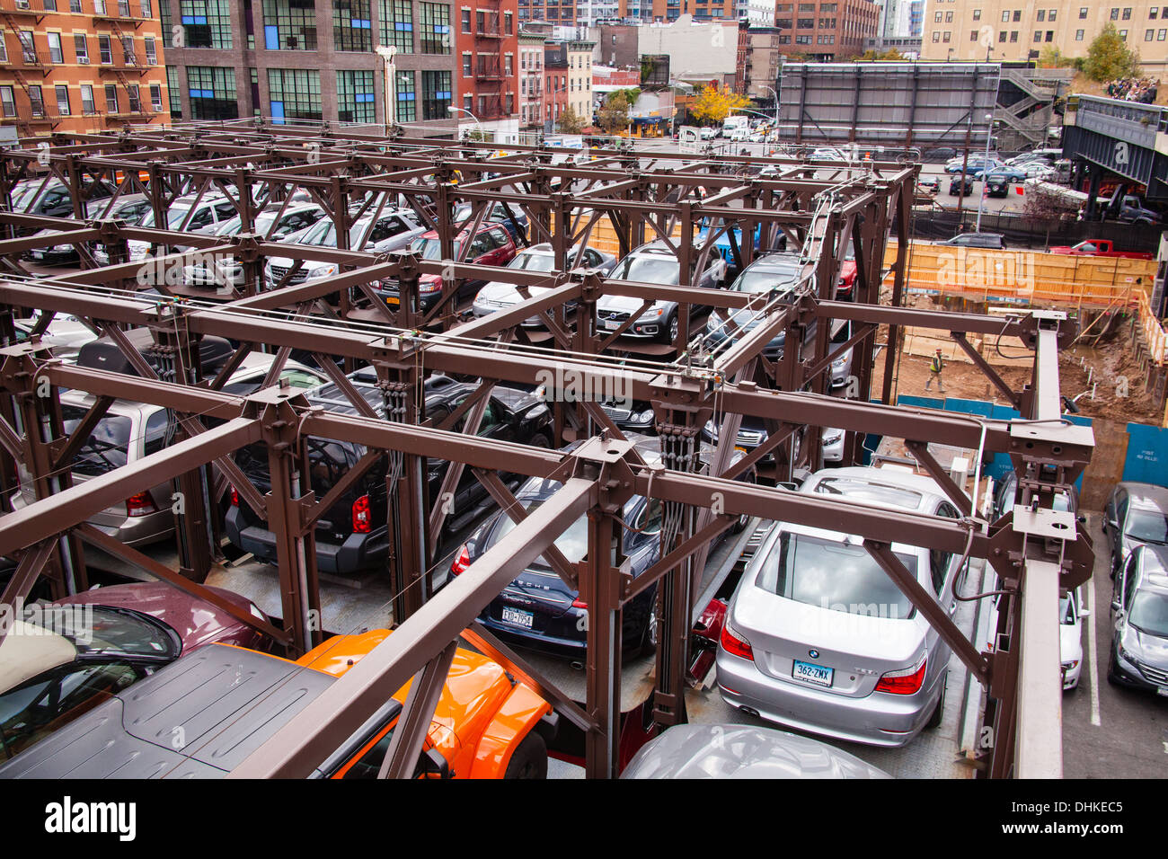 Automated Vehicle Storage System Parking lot. Viewed from the High Line ...