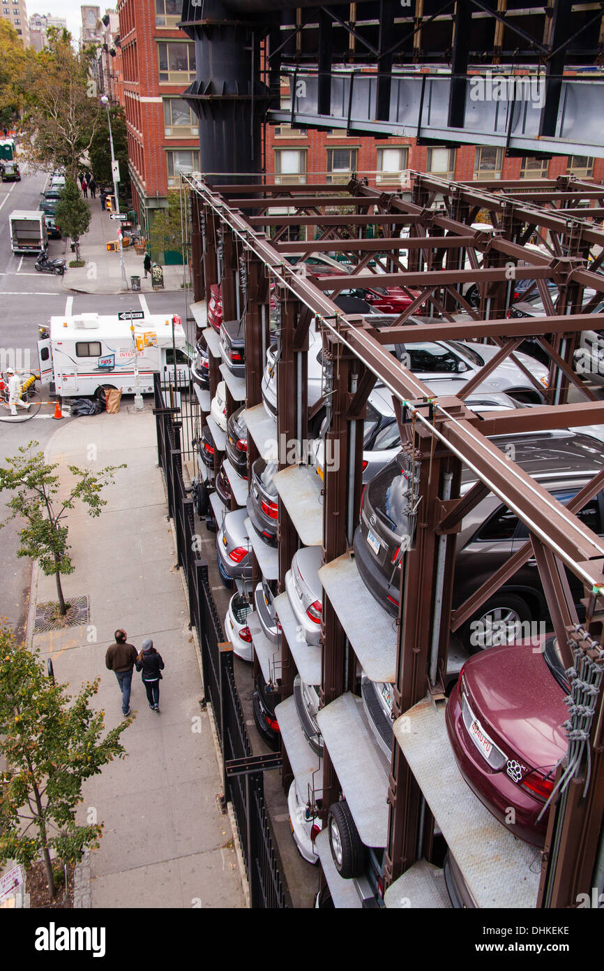 Automated Vehicle Storage System Parking lot. Viewed from the High Line ...