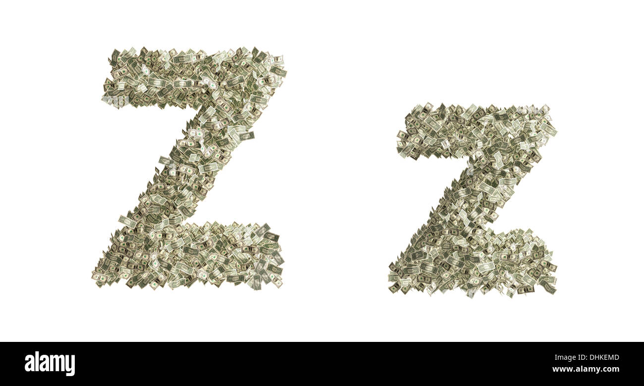 Letter Z made from Dollar bills Stock Photo - Alamy