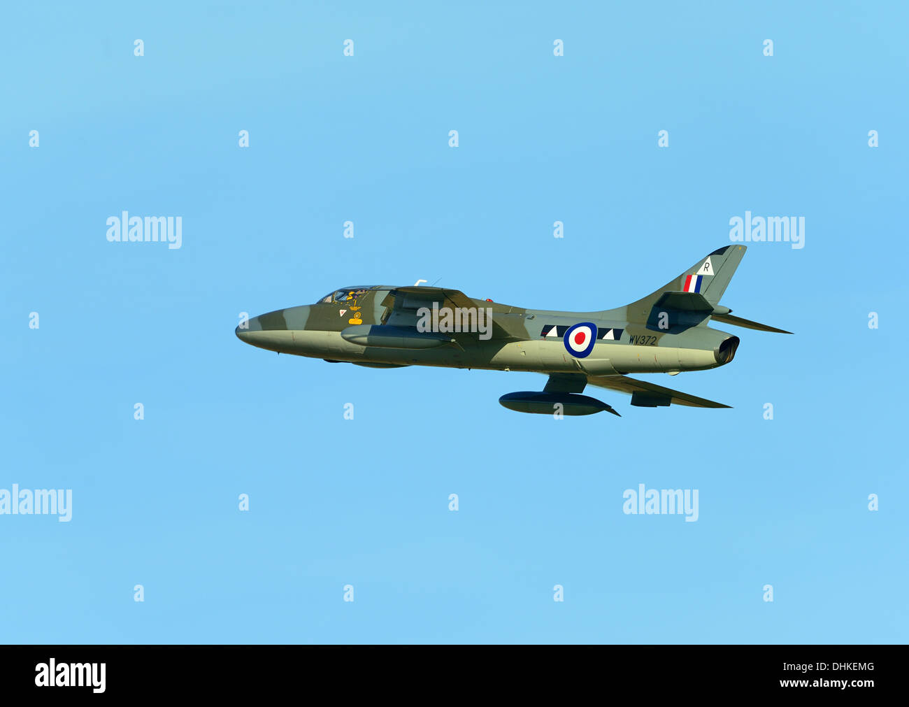 Hawker Hunter RAF jet fighter,bomber flying at the Shuttleworth ...