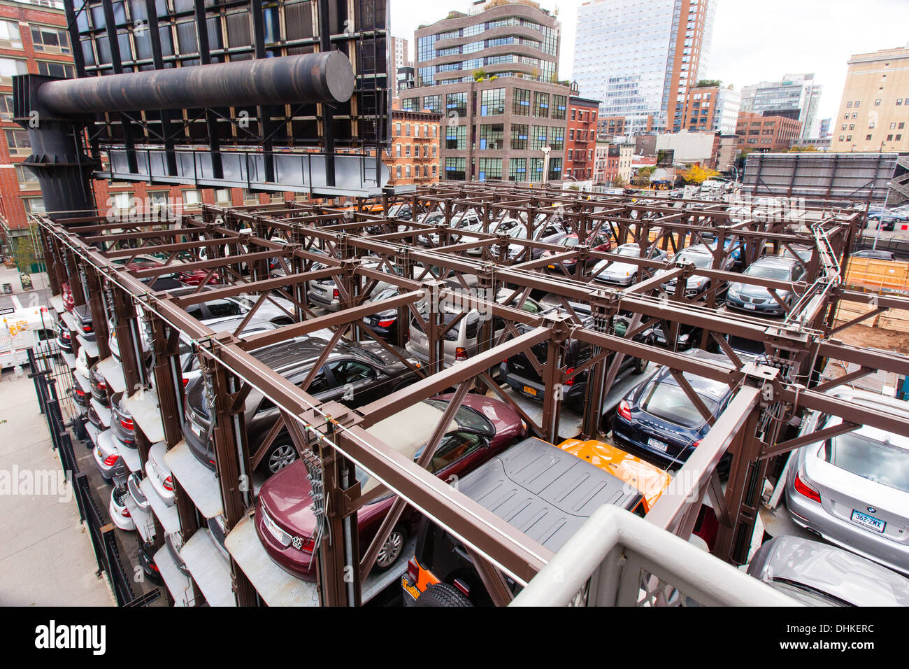 Automated Vehicle Storage System Parking lot. Viewed from the High Line ...