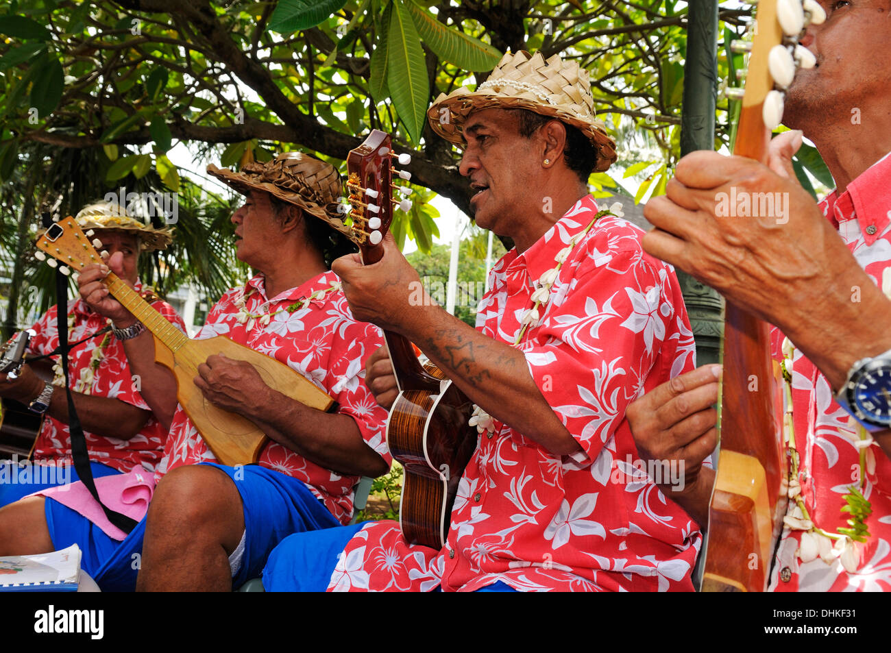 Tahitian musicians, Papeete, Tahiti, Society Islands, French Polynesia ...