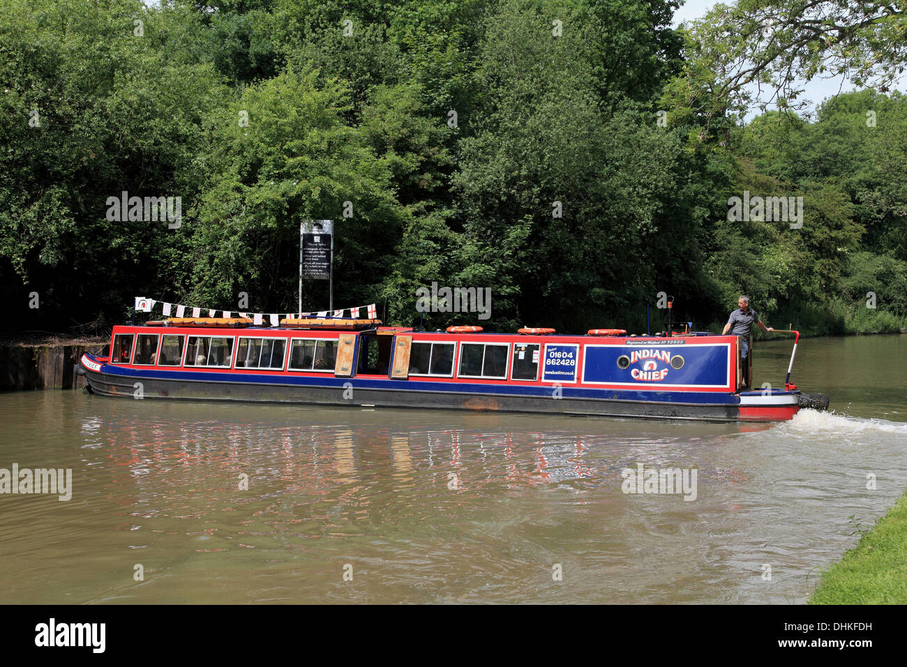 A narrowboat turning in the winding hole near Blisworth Tunnel on the ...