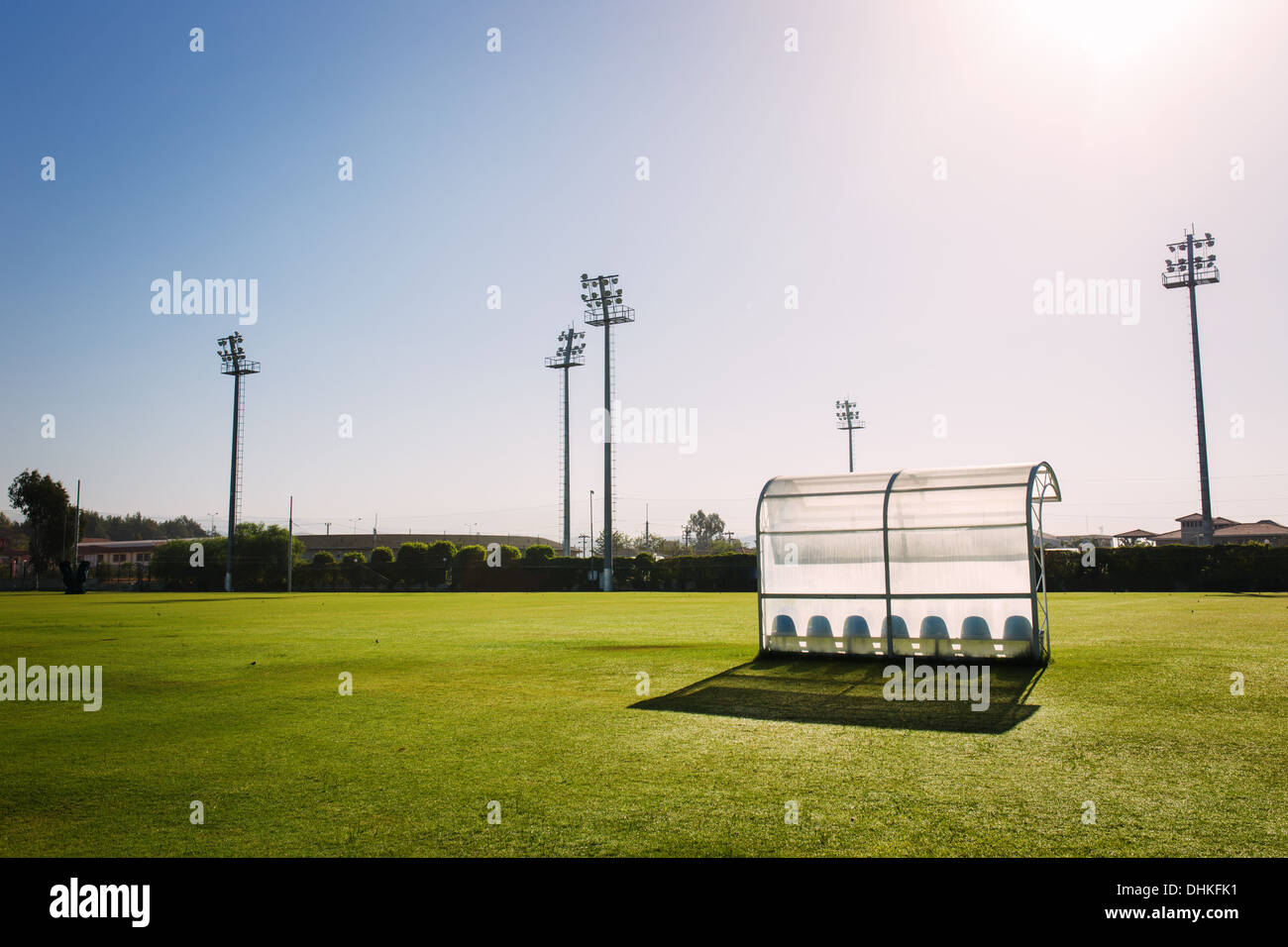 Reserve and staff bench in sport stadium Stock Photo - Alamy